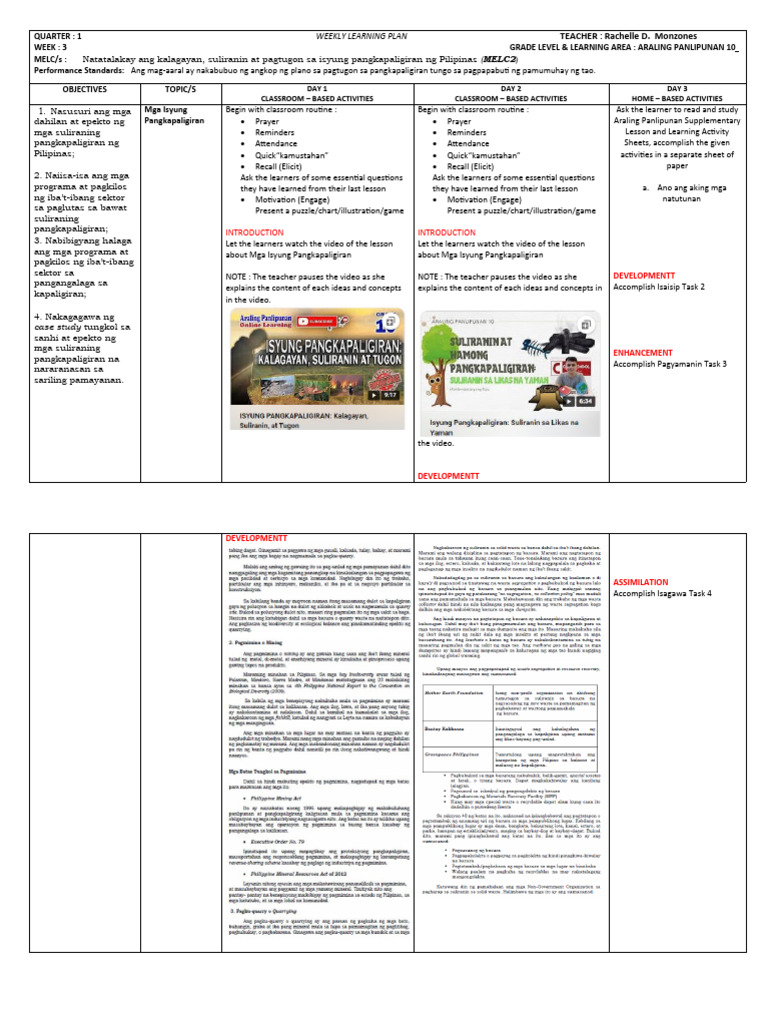 WLP Q1 AP 10 Mga Isyung Pangkapaligiran | PDF | Behavior Modification | Cognition