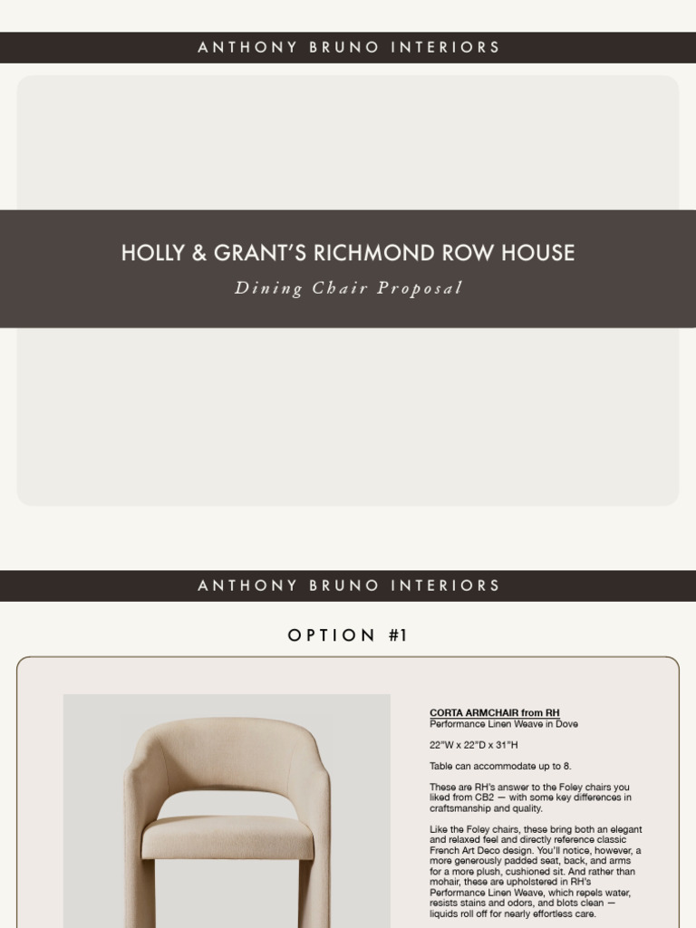 Dining Chair Proposal - Richmond Row House | PDF