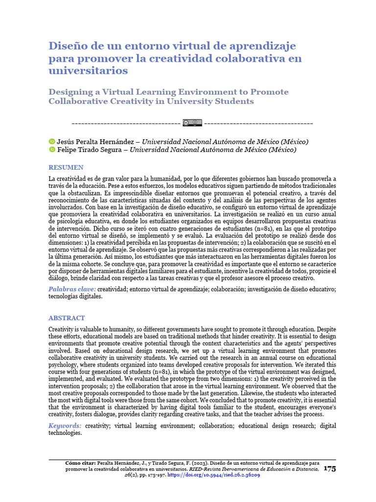 Diseño de un entorno virtual de aprendizaje | PDF | Creatividad ...