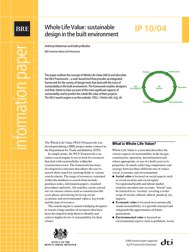 BRE-Whole Life Value-Sustainable Design in The Built Environment | PDF