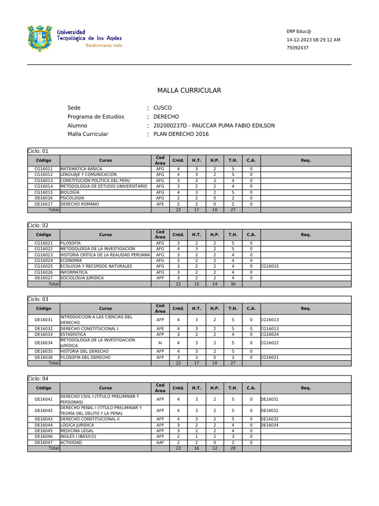 Malla Curricular | PDF | Principios éticos | Ley Pública