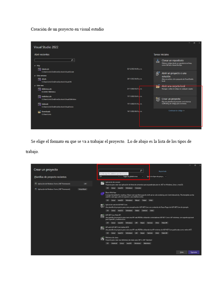Creación de Un Proyecto en Visual Estudio | PDF | Software del sistema ...