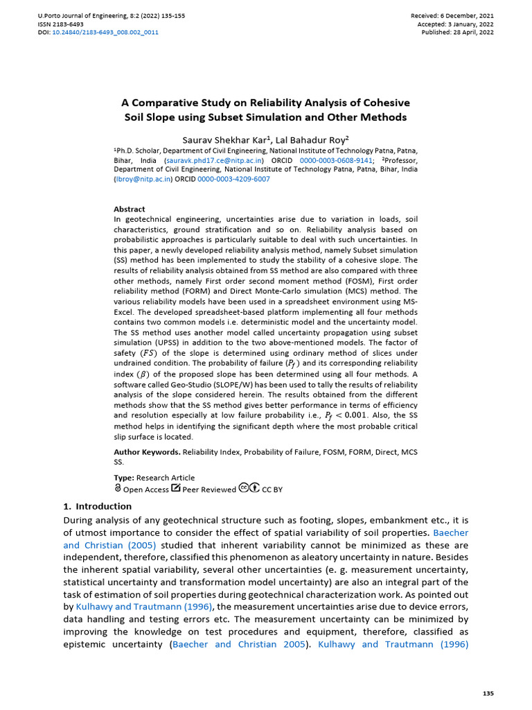 A Comparative Study On Reliability Analysis of CohesiveSoil Slope Using ... A Comparative Study On Reliability Analysis of CohesiveSoil Slope Using ...