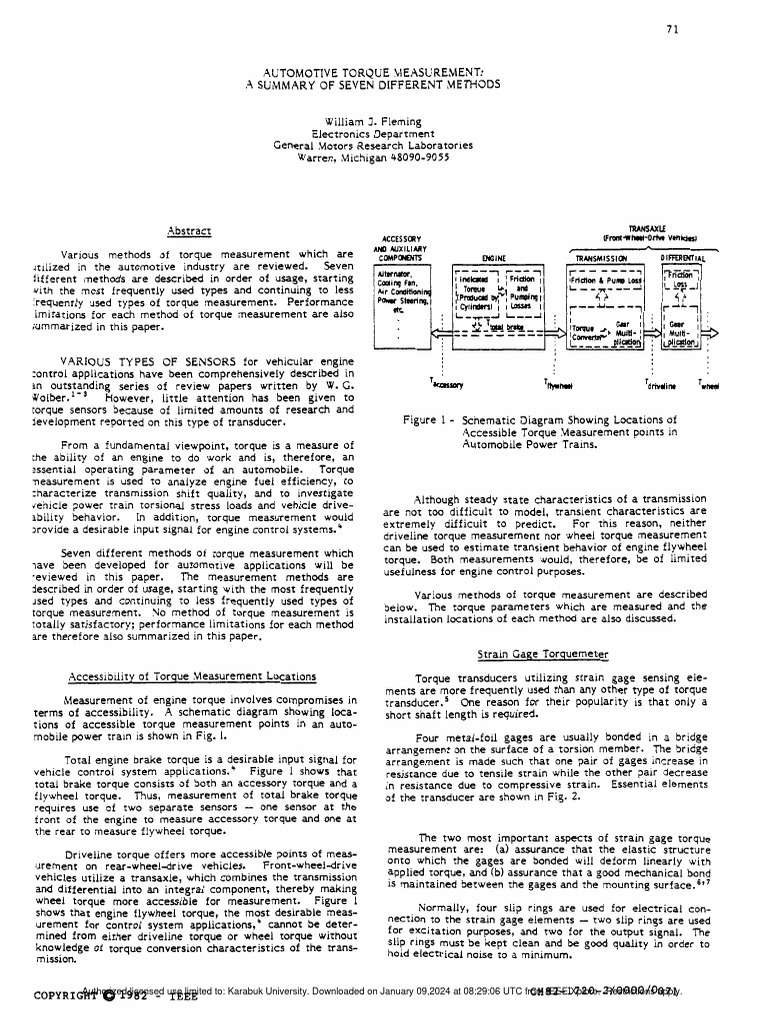 Automotive Torque Measurement Methods | PDF