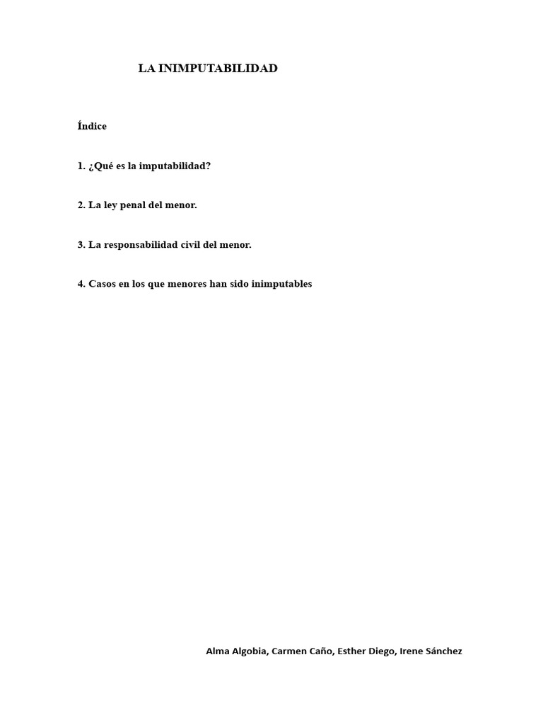 La Inimputabilidad | PDF | Derecho penal | Ley común