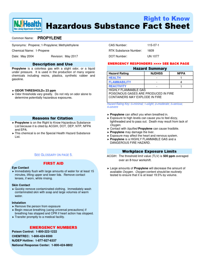 Hazardous Substance Fact Sheet: Right To Know | PDF | Occupational ...