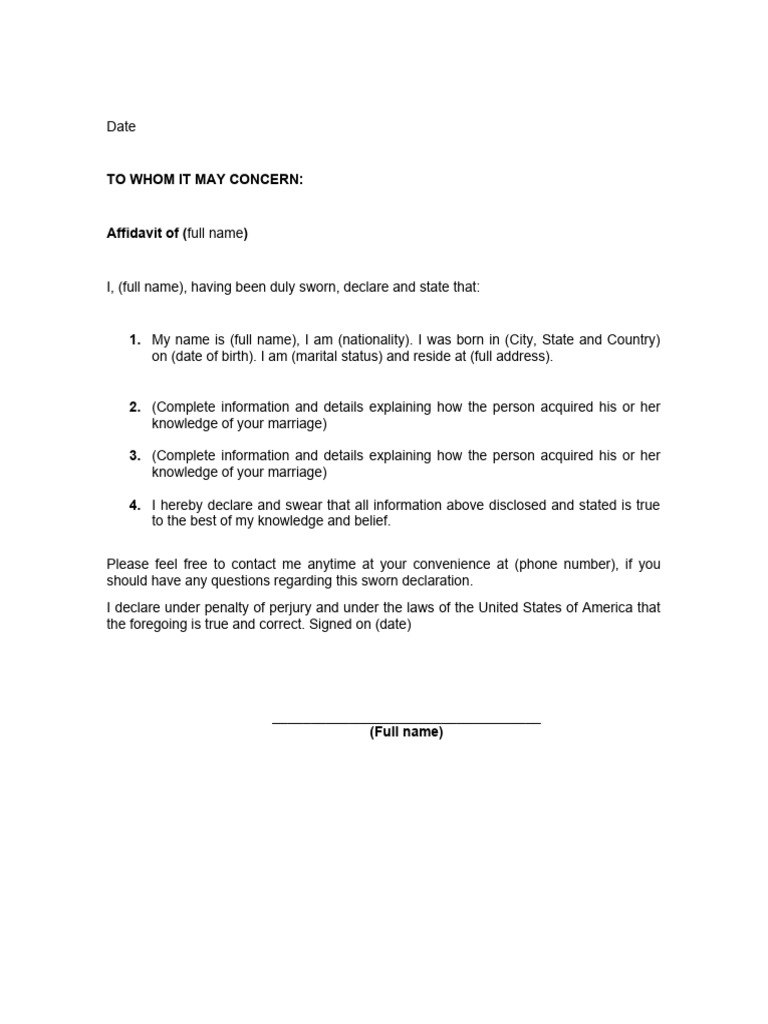 Ejemplo de Affidavit | PDF | Law