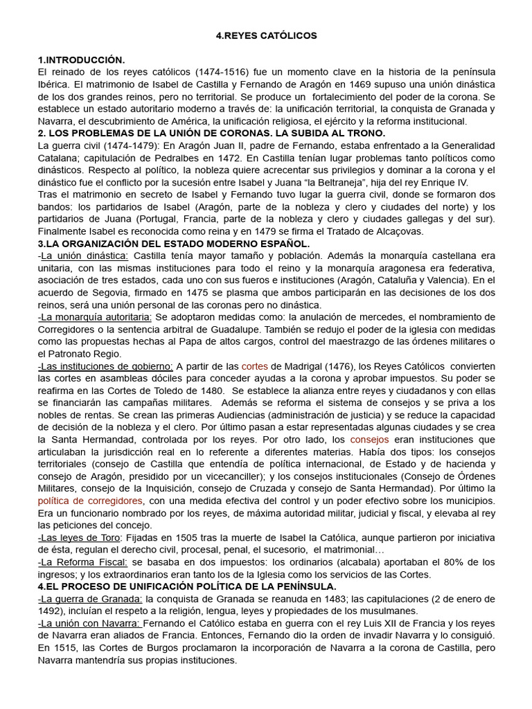 Tema 4 Reyes Católicos | PDF | España