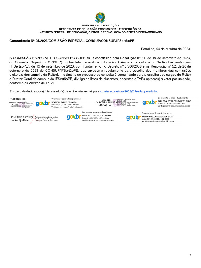 Comunicado 5 | PDF | Estágios educacionais