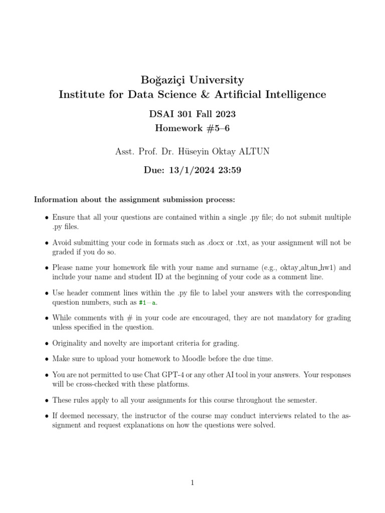 DSAI 301 Fall 2023 HW 5 6 | PDF