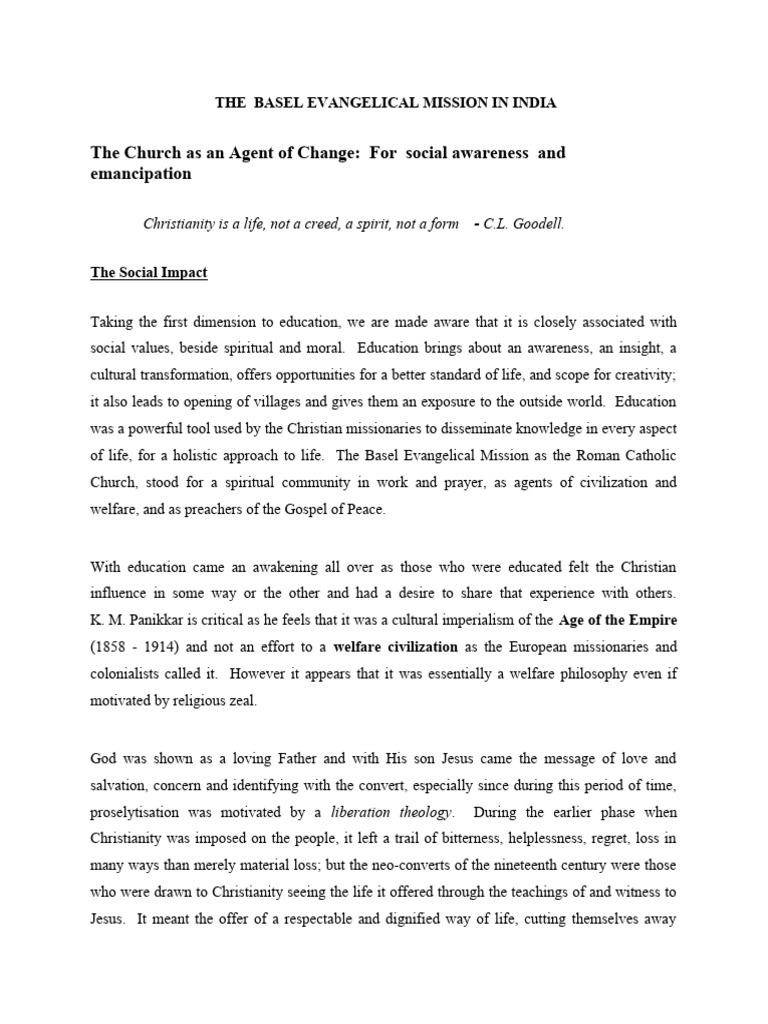Basel Evangelical Mission's Impact in India | PDF | Religious ...