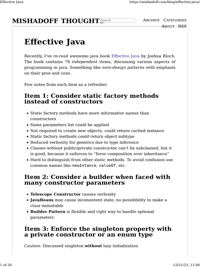 Effective Java | Download Free PDF | Class (Computer Programming) | Inheritance (Object Oriented ...