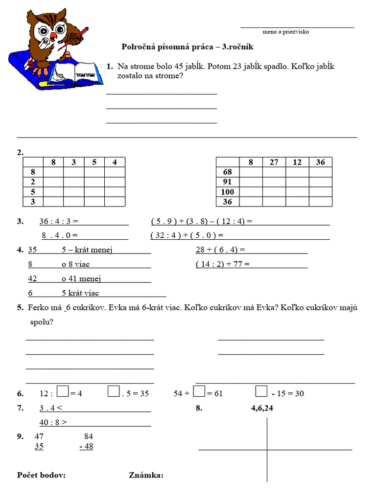 Mat 3 - Písomky | PDF