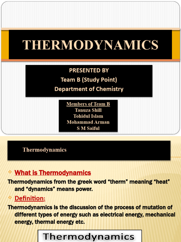Presentation of Thermodynamics | PDF | Heat | Thermodynamics