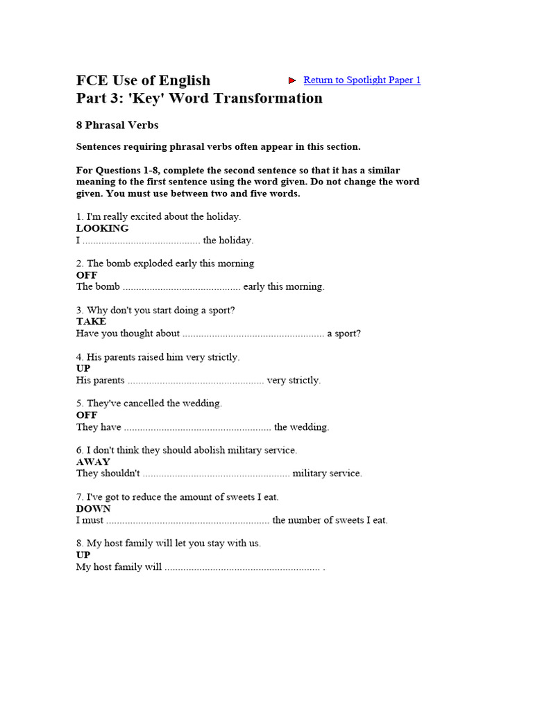 FCE Use of English | PDF | Verb | Linguistics