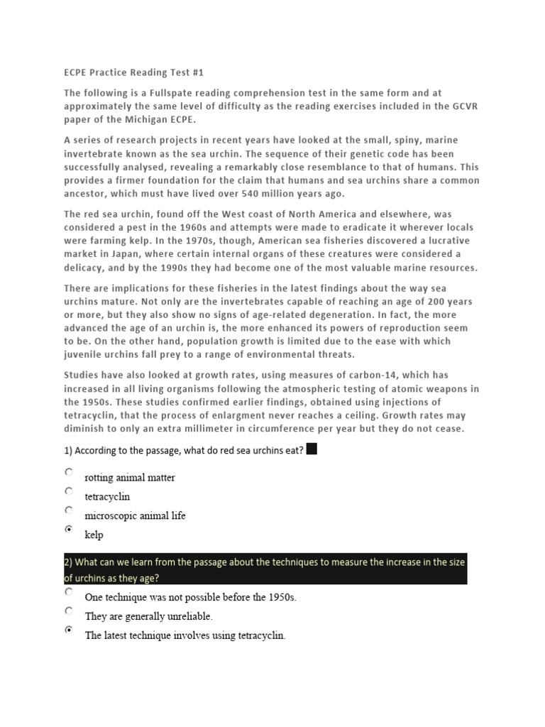 ECPE Practice Reading Test | PDF