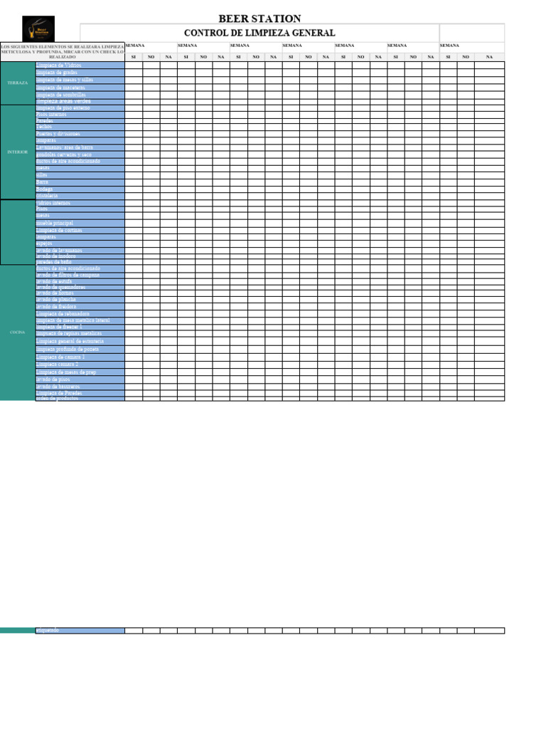 Checklist de Limpieza | PDF | Equipo | Implementos nacionales