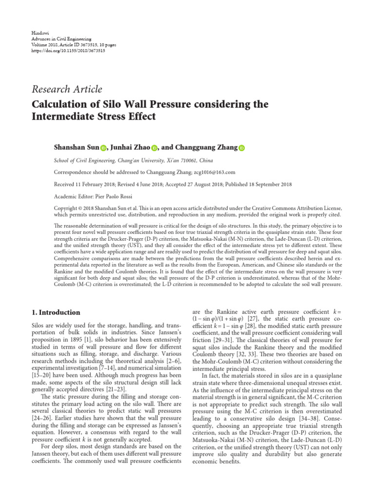 Calculation of Silo Wall Press | PDF | Pressure | Strength Of Materials