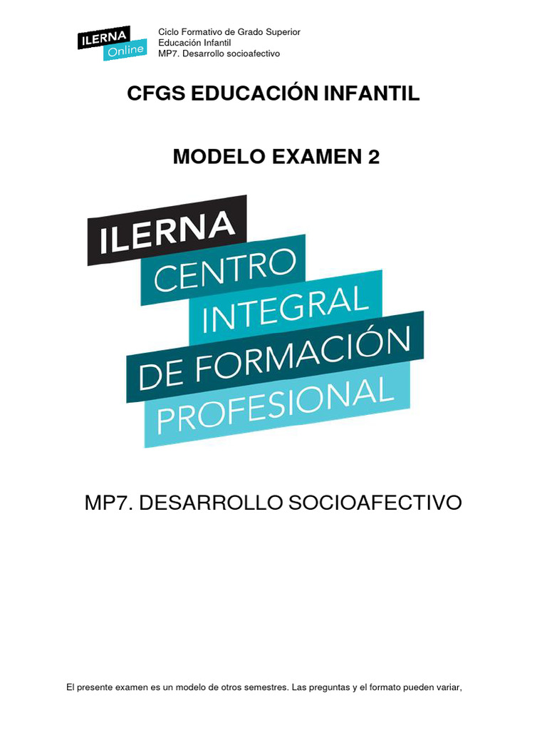 Examen Desarrollo Socioafectivo CFGS | PDF