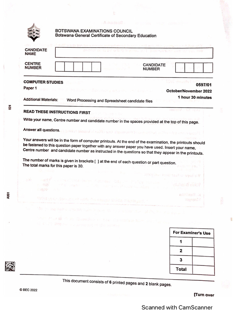 Computer Studies Paper 1 2022 | PDF
