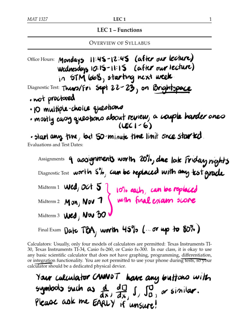MAT 1327 Functions Course Overview | PDF | Function (Mathematics ...