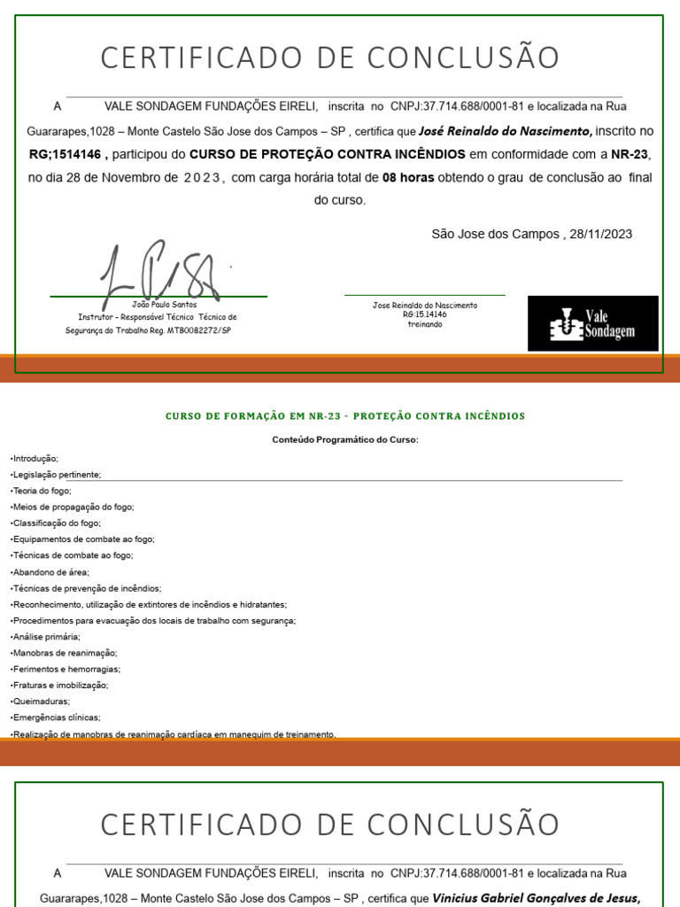 Certificado de Nr 23_signed | PDF | Perigos | Segurança