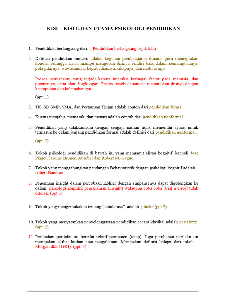 Prediksi UU Psi Pendidikan SMT 1 | PDF