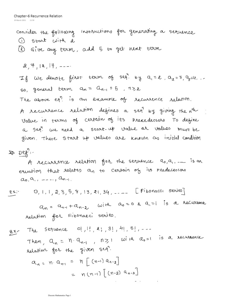 Chapter 6 Recurrence Relation Pdf