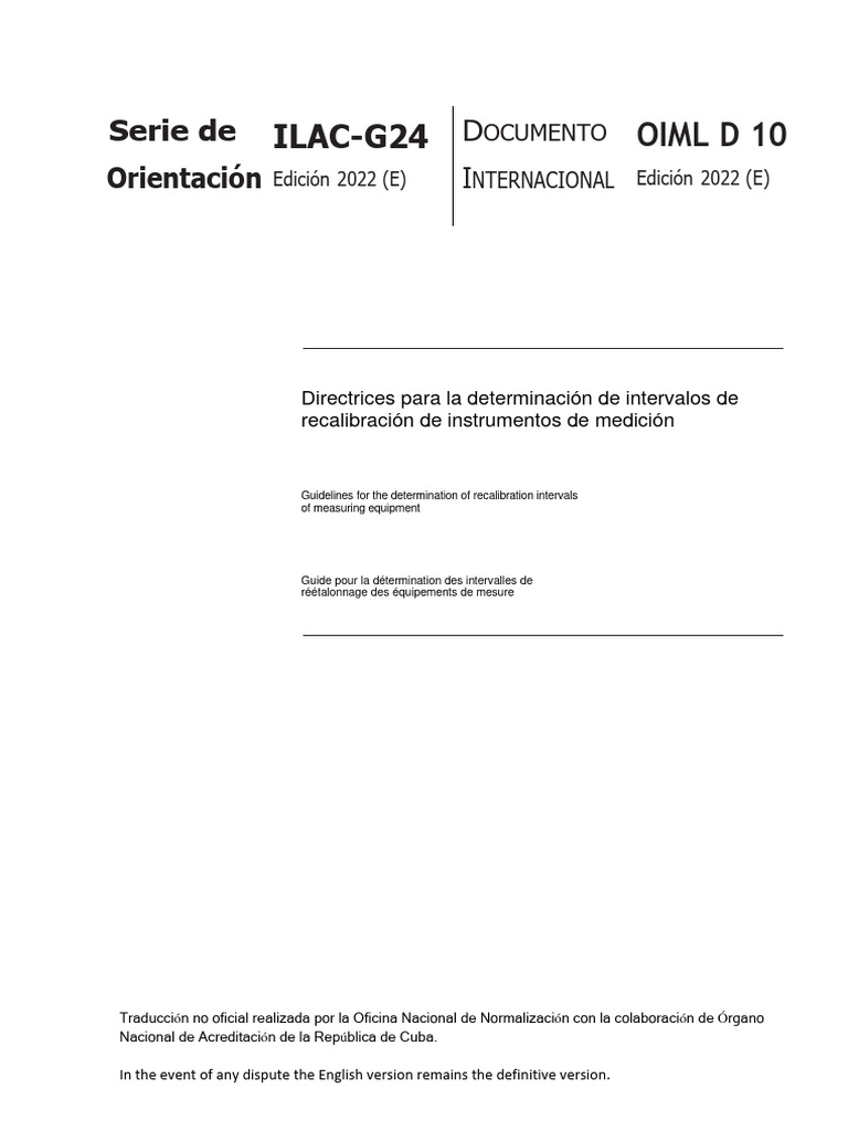 OIML D 10 Intervalos de recalibración | PDF