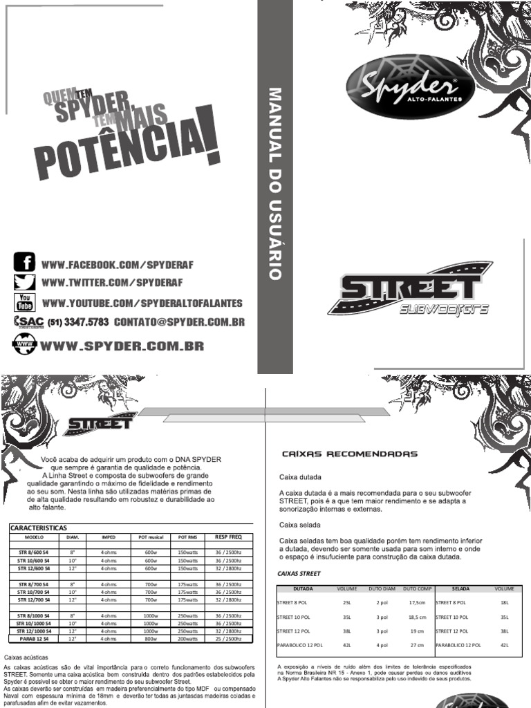 Alto Falante Spyder Street 700 | PDF