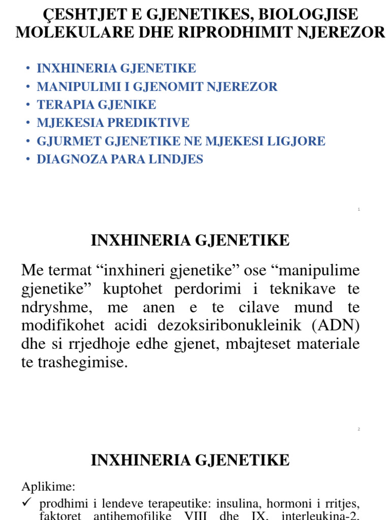 LEKSION 9 - Ceshtjet e Gjenetikes, Biologjise Molekulare | PDF