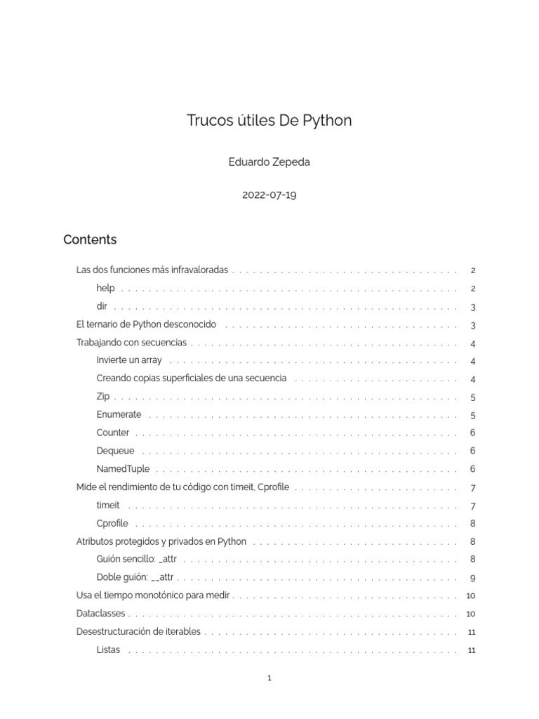 Trucos De Python Por Eduardo Zepeda03 Pdf Python Lenguaje De Programación Lenguaje De