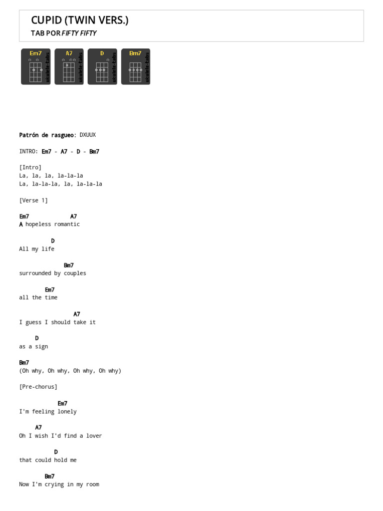 Cupid (Twin Vers.) Tab Por FIFTY FIFTY - Ukulele Tabs | PDF