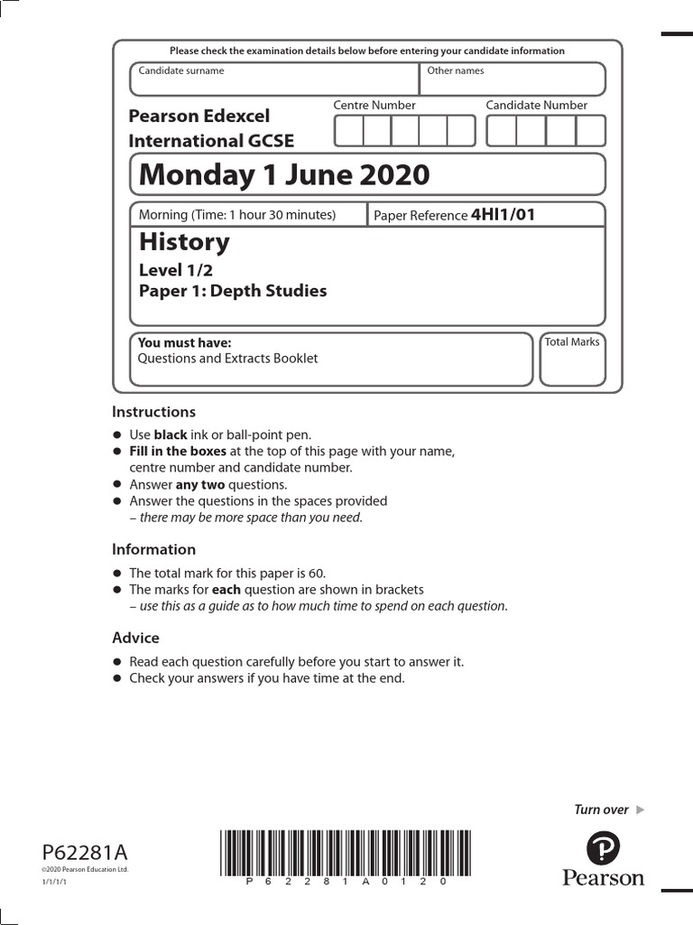 Edexcel International GCSE History Exam | PDF | Student Assessment And ...