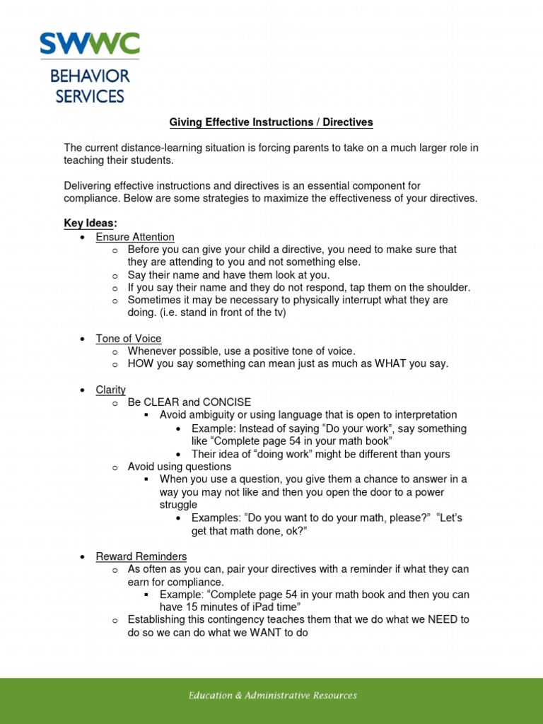 Giving Effective Instructions | PDF