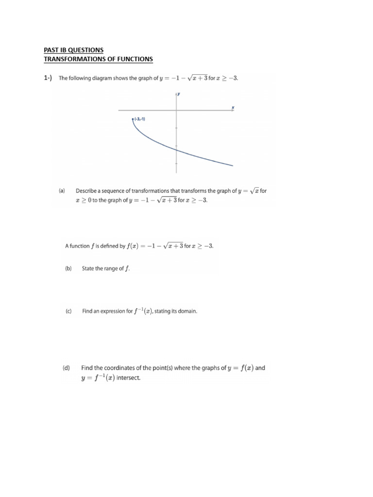 Past IB Questions on Function Transformations | PDF