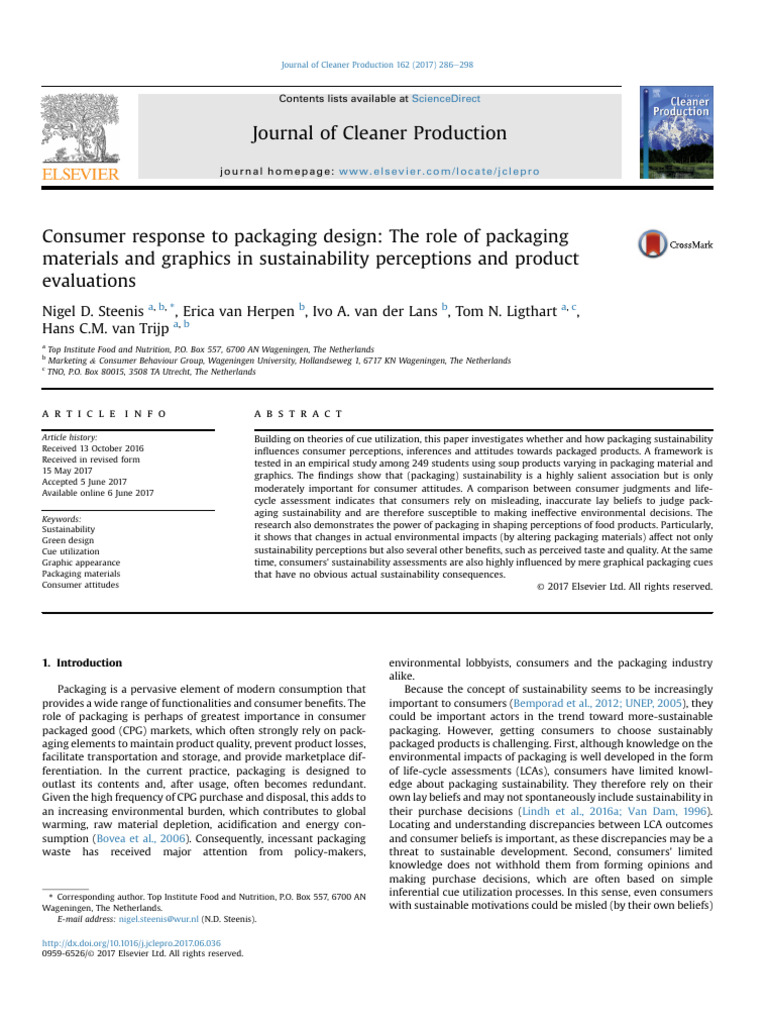 Consumer Response To Packaging Design The Role of Packaging Materials ...