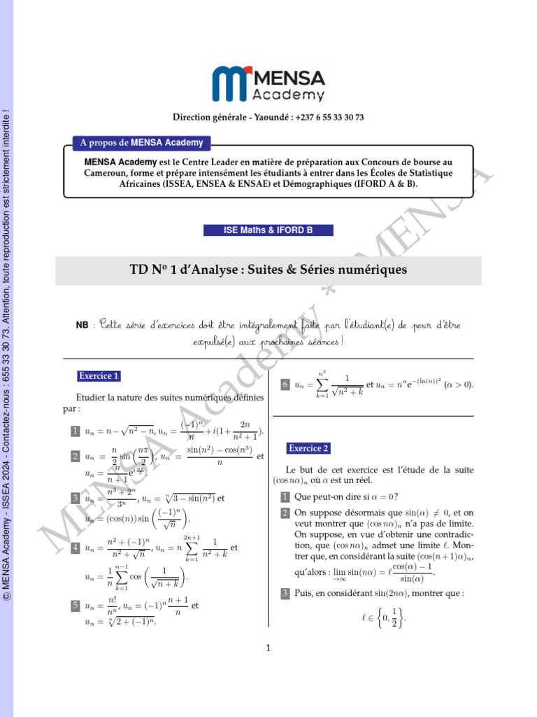 TD1 Analyse MENSA | PDF