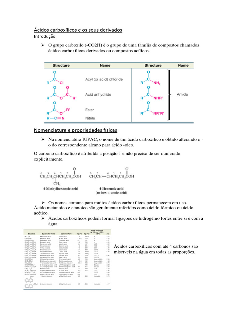 Ácidos Carboxílicos e Os Seus Derivados | PDF | Éster | Amida
