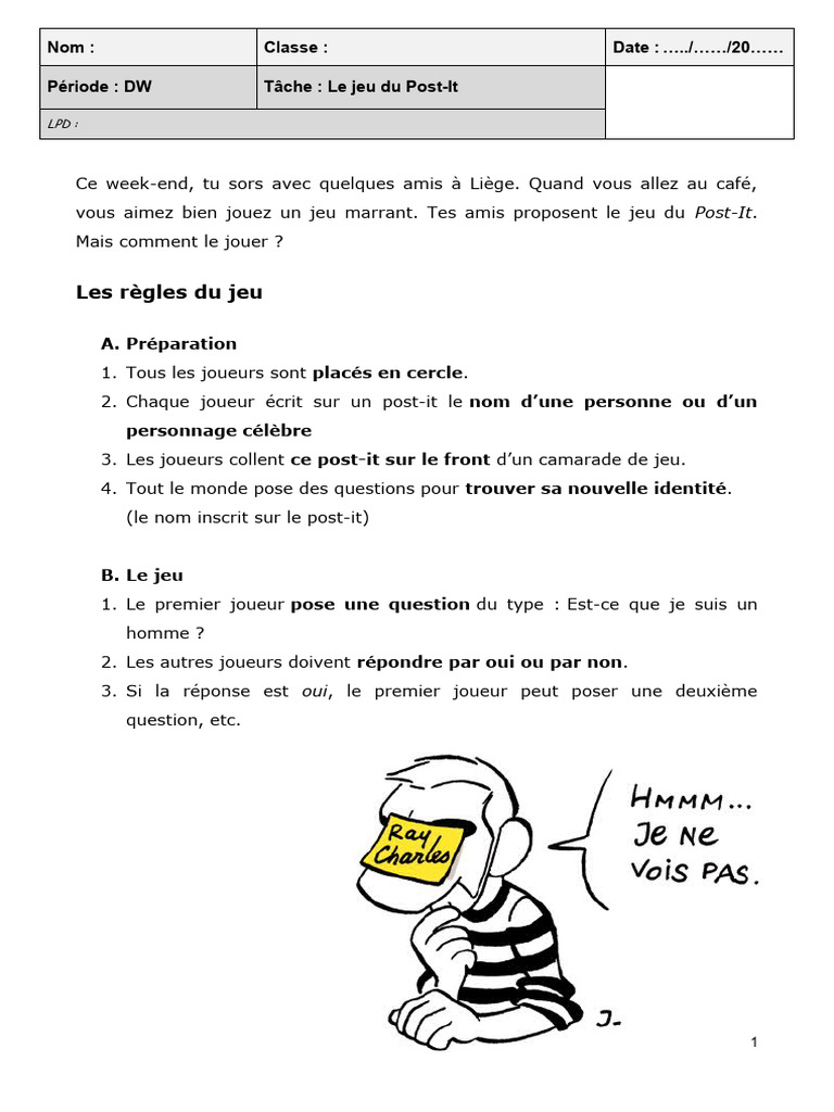 Règles du jeu du Post-It | PDF | Lexique | Lexicologie