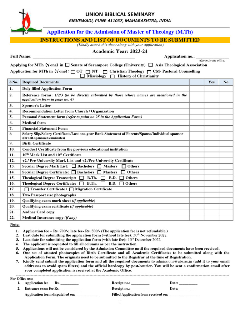 UBS MTH Application Form 2023 24 | PDF