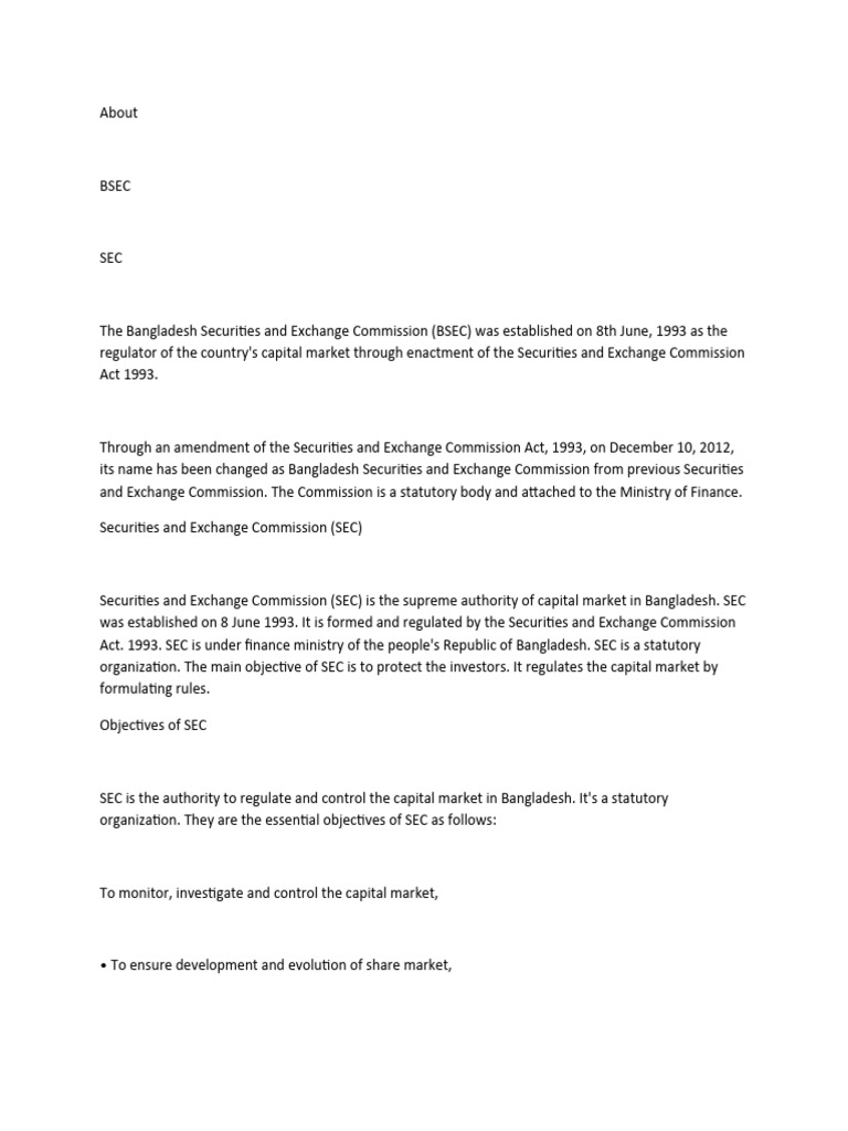 About SEC | PDF | U.S. Securities And Exchange Commission | Securities ...