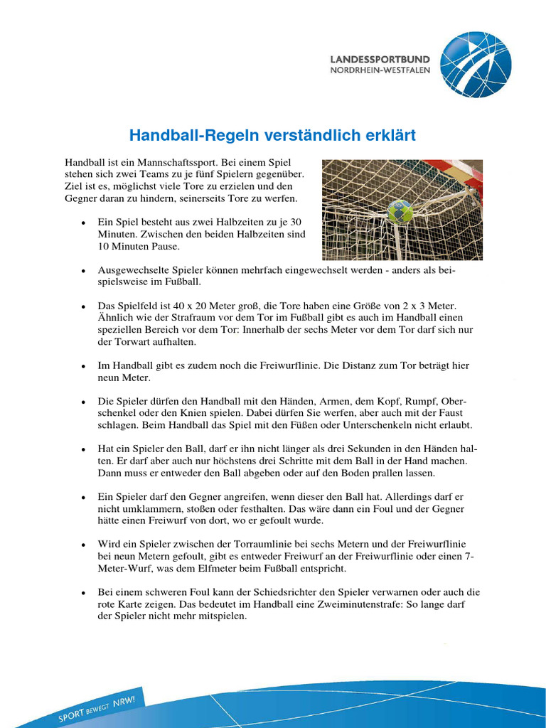 PH Handball - Handballregeln Fuer Kinder | PDF