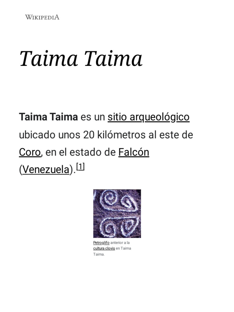 Taima Taima - Wikipedia, La Enciclopedia Libre | PDF | pleistoceno | Arqueología