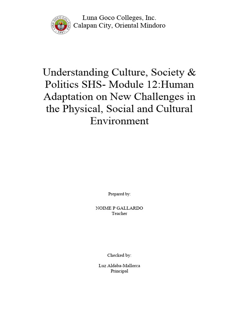 Ucsp Module 12 14 | PDF | Adaptation | Society