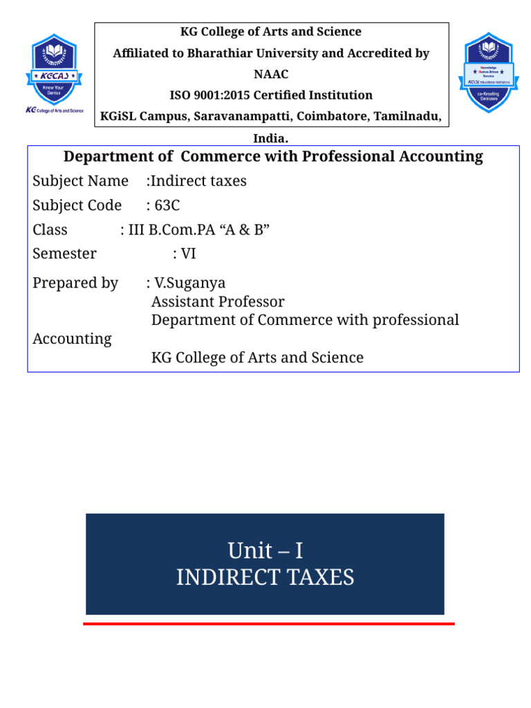 Unit 1 IT | PDF | Taxes | Indirect Tax