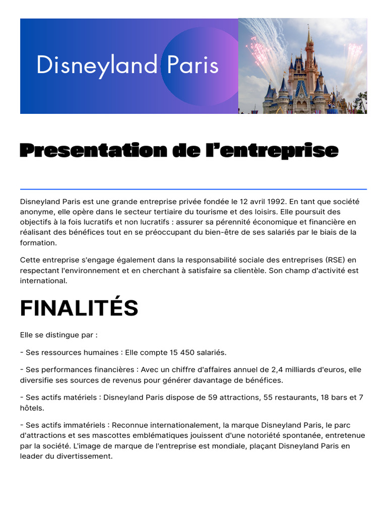 Disneyland Paris : Engagement et Excellence | PDF | Disneyland | Business