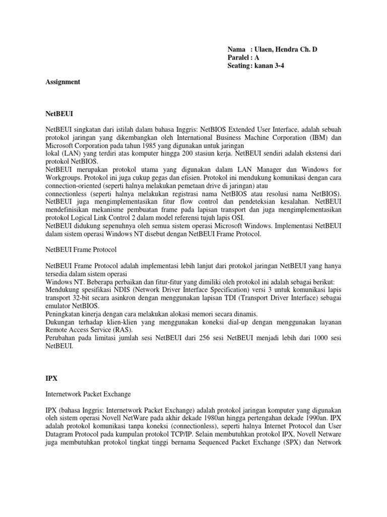 Protokol Jaringan NetBEUI dan IPX | PDF