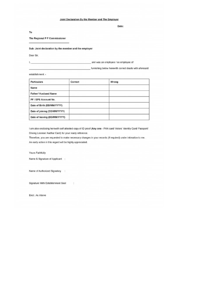 PF - Joint Declaration Form | PDF