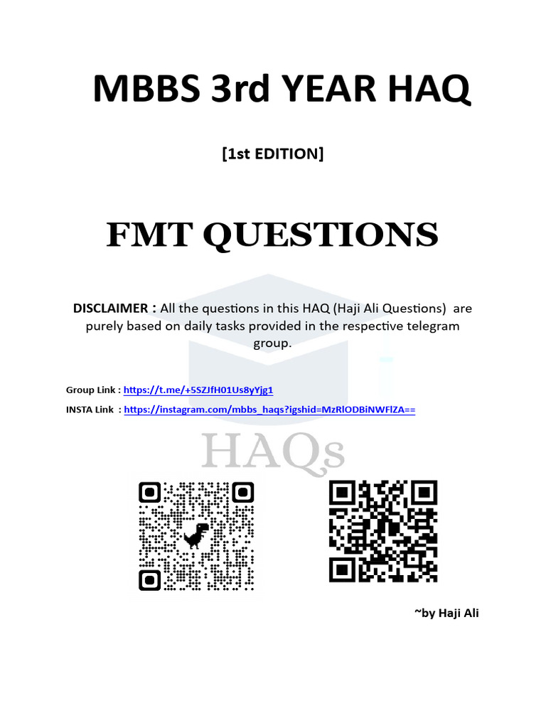 FMT HAQs 1st Edtn | PDF | Medicine